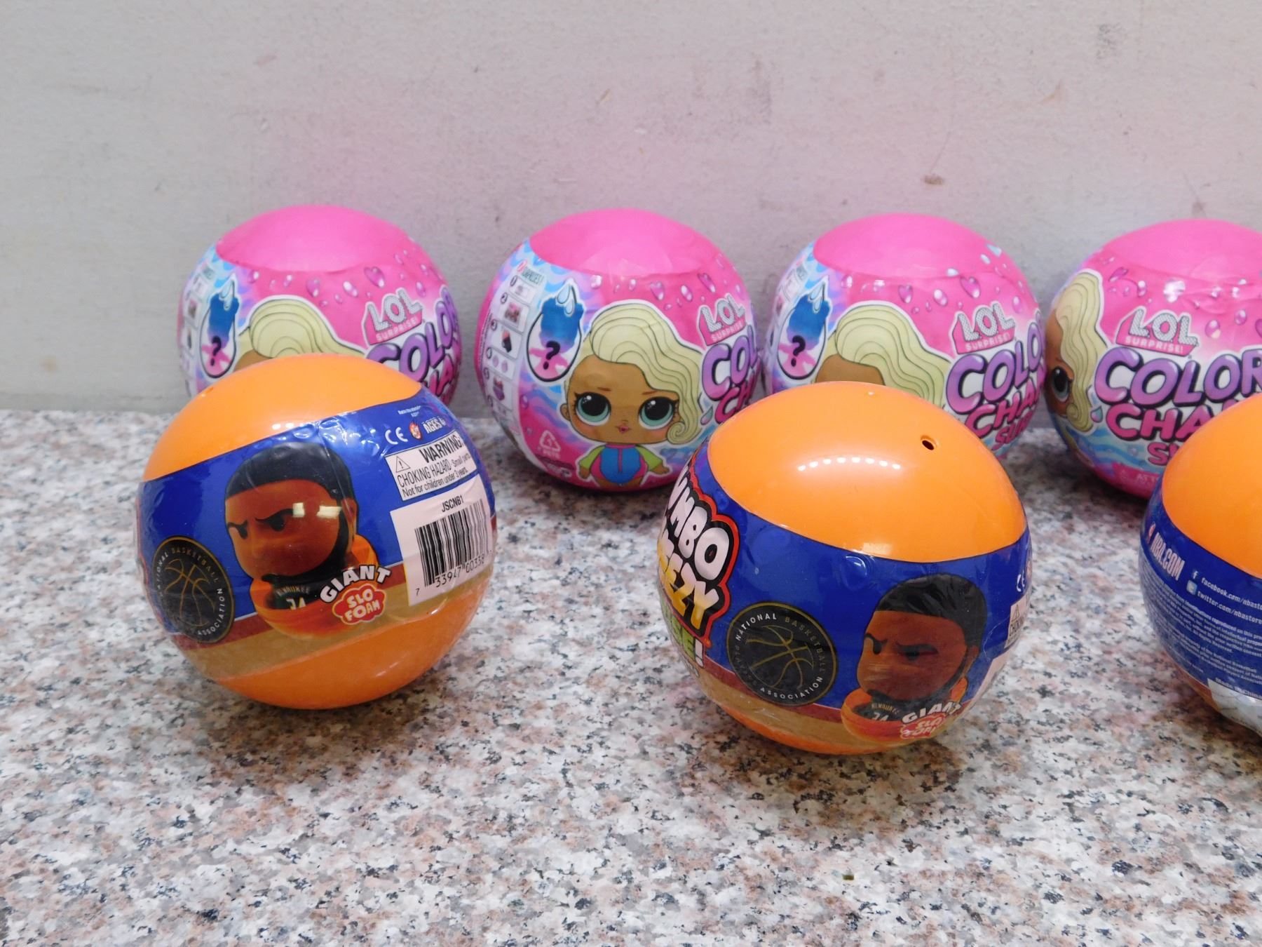 Lot of 10 Slo-Foam NBA Jumbo Squeezy and LOL OMG Surprise Color Change ...