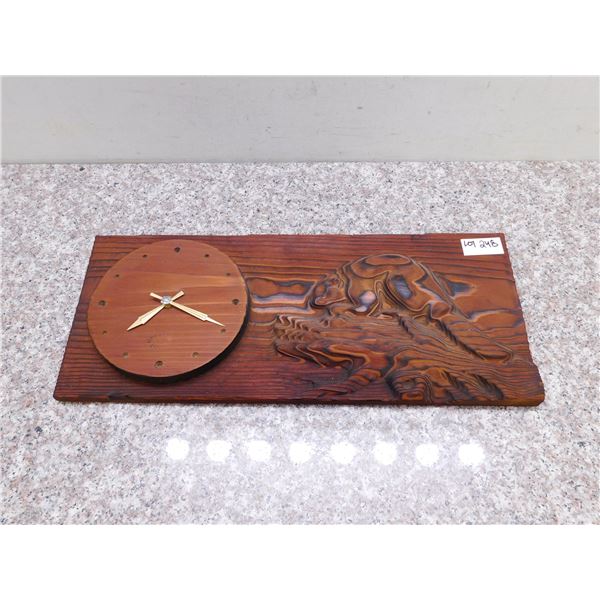 Wooden Canadian Nickel Beaver Clock Hand Carved in Canada