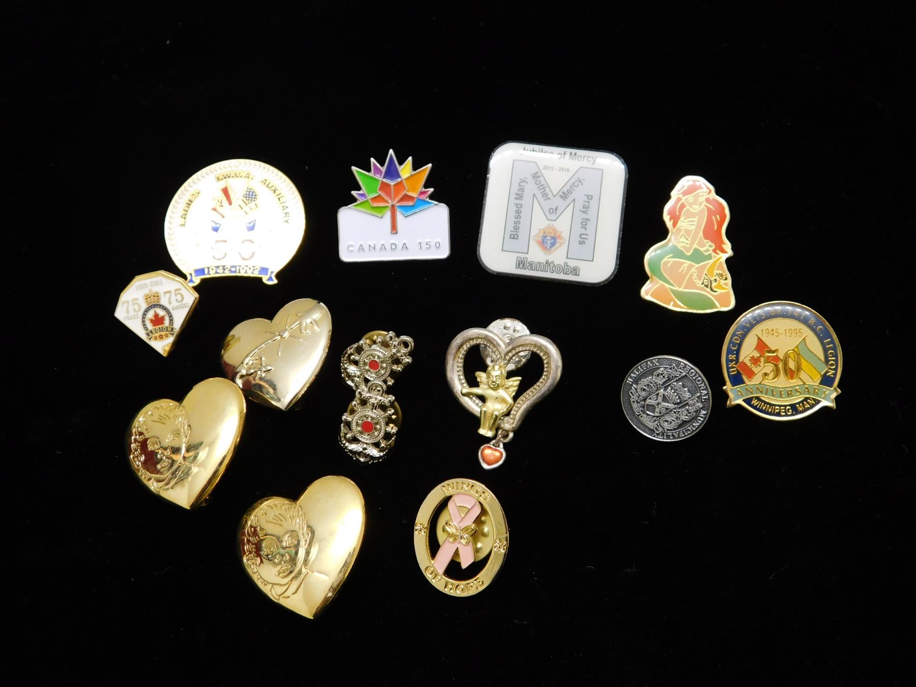 Lot of 14 Assorted Pins Variety Club, Canada 150, Anniversary Pins ...