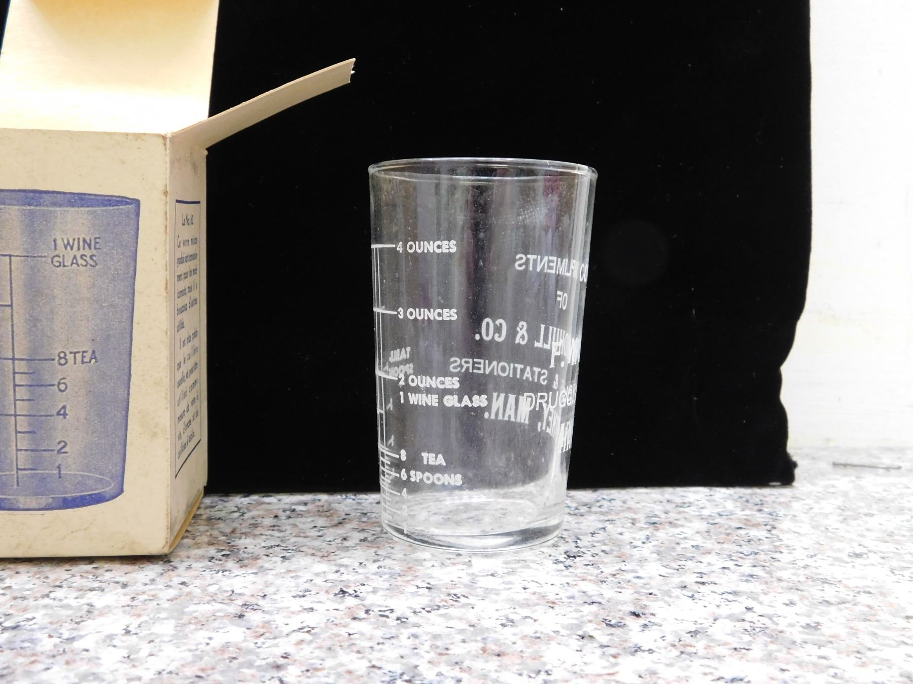 No 60 "Rigo" Graduated Medicine Glass Thin Blown New Old Stock Box of 17