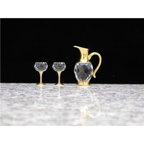 Swarovski " Memories" Miniature Pitcher and Goblets Wine Set