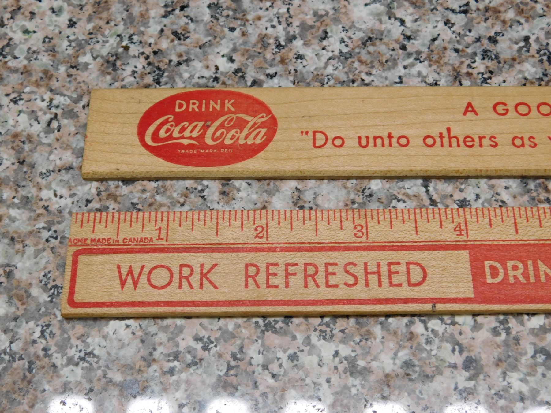 Lot of 2 1940s Wooden Coca Cola Rulers
