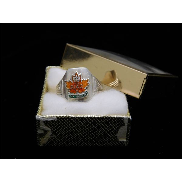 Vintage RCAC Sterling Silver Ring 10 1/2 Royal Canadian Artillery Corps