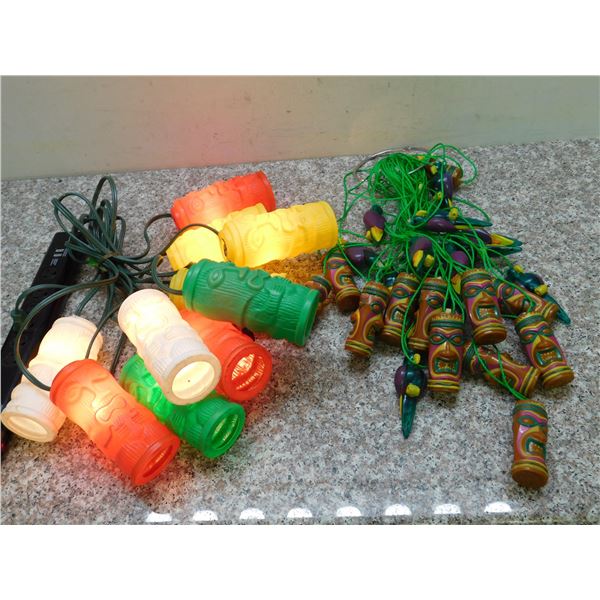 Vintage Blow Mold Tiki 10-Bulb String Lights Patio Lanterns and Tiki ...