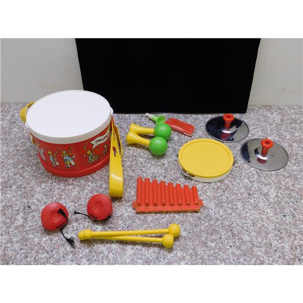 Fisher Price 1979 Marching Band Drum and Assorted Instruments Toys