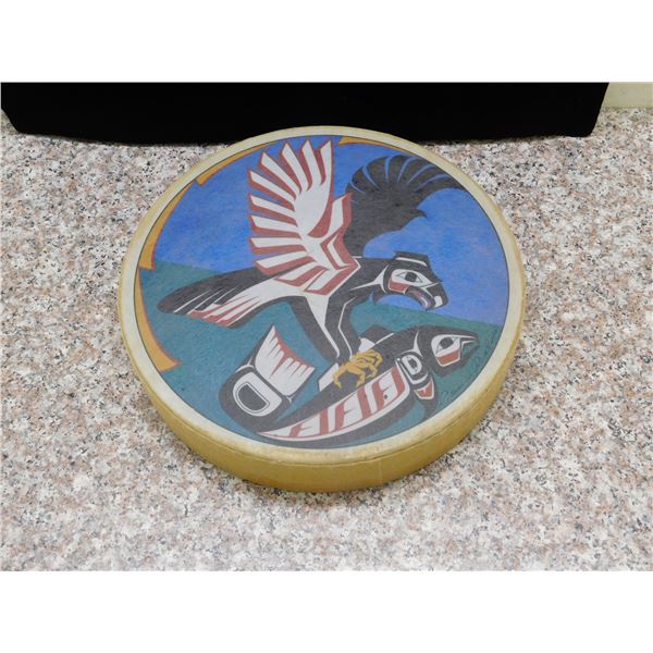 Vintage Canadian Aboriginal Haida Eagle Hunting for Fish Drum