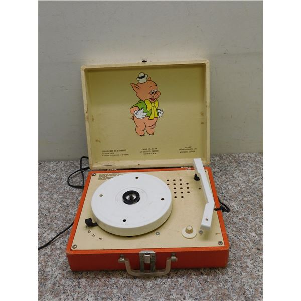 Children's Record Player Model ED 100 Shine Industries Orange and Beige