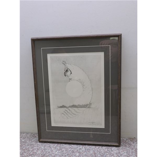 Framed Pencil Sketch "Night Owl" Robert KaKay Geesick 61/100 Print ...