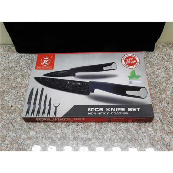 Kitchen King 6Pcs Knife Set Non-Stick Coating NEW Grey KK-SL5-GRY