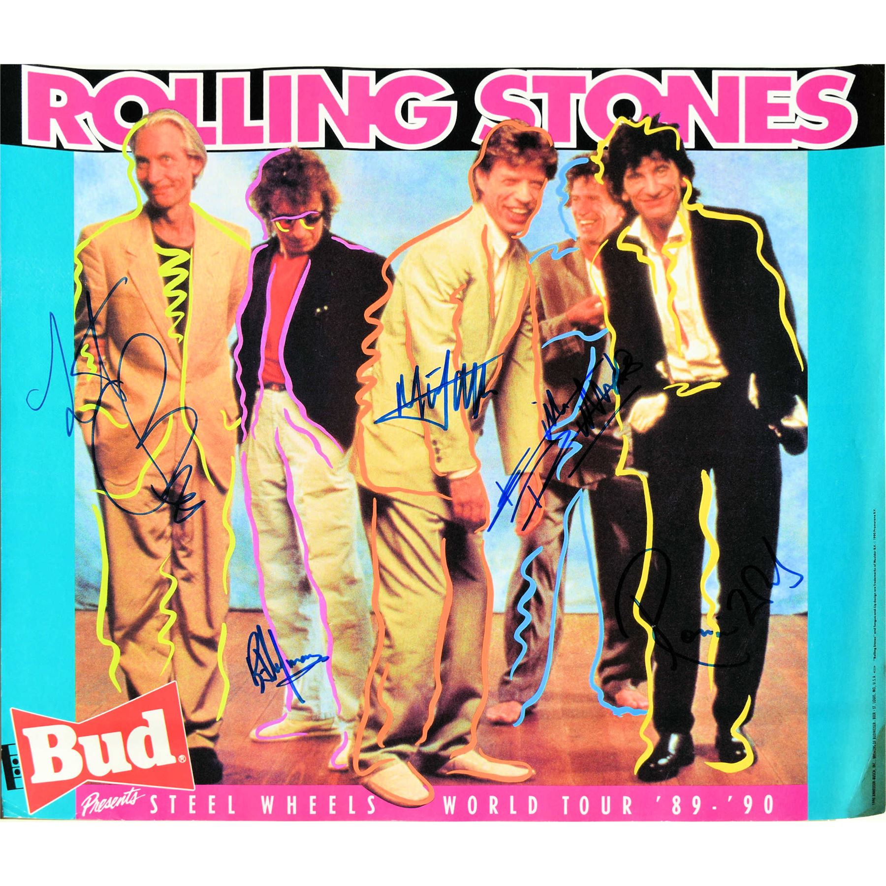 The Rolling Stones signed tour poster