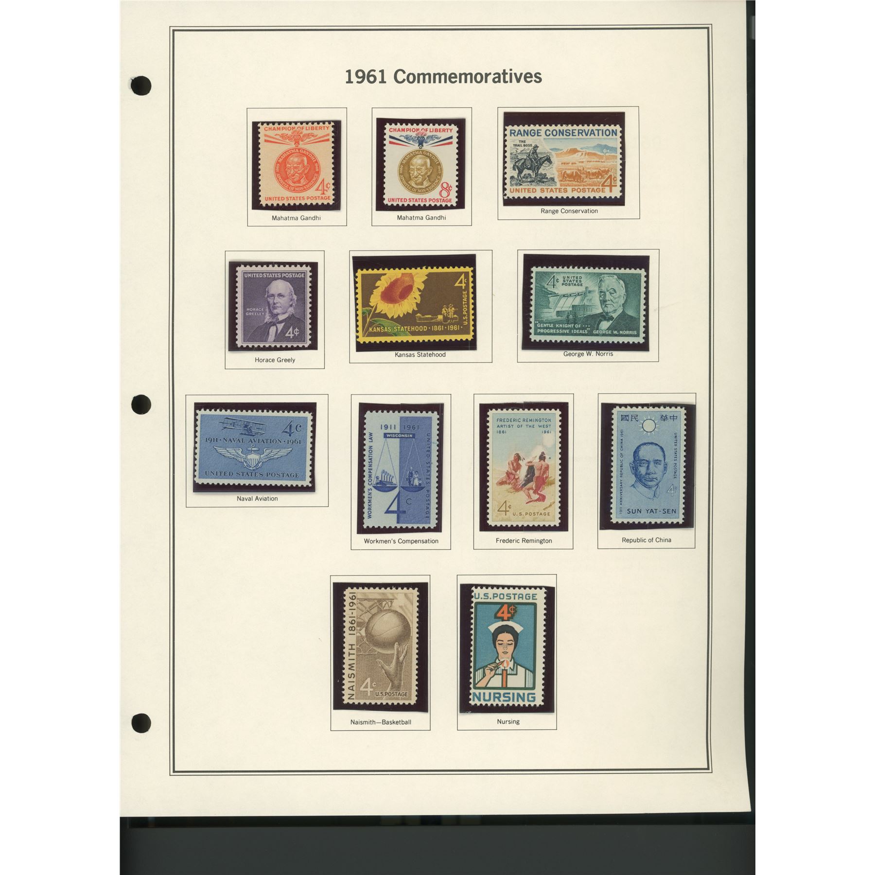 1961 United States Commemorative Stamp Set
