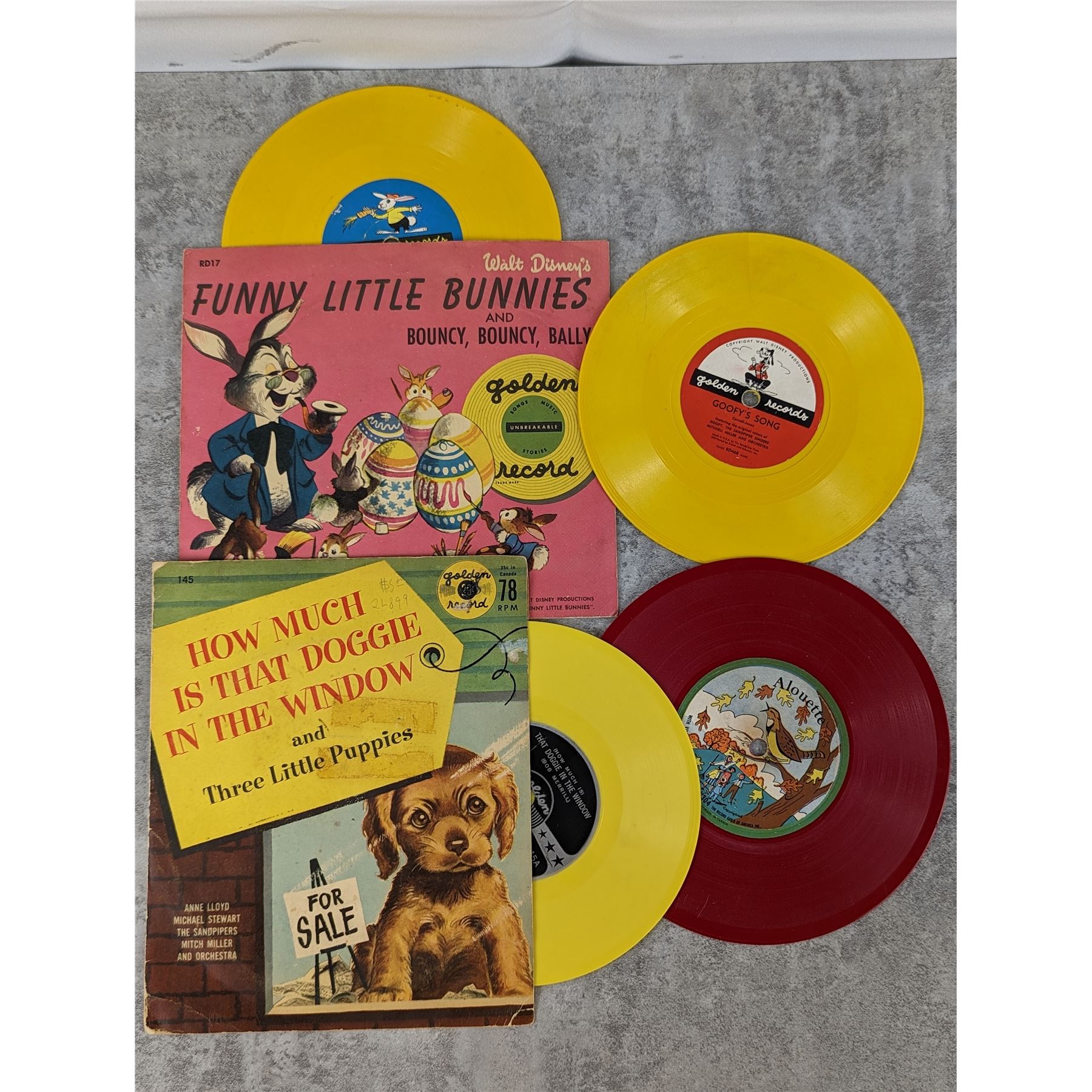 Lot of 4 Colored Vinyl Records - Children's - Disney