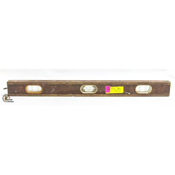 Antique Peerless Brass And Wood Level