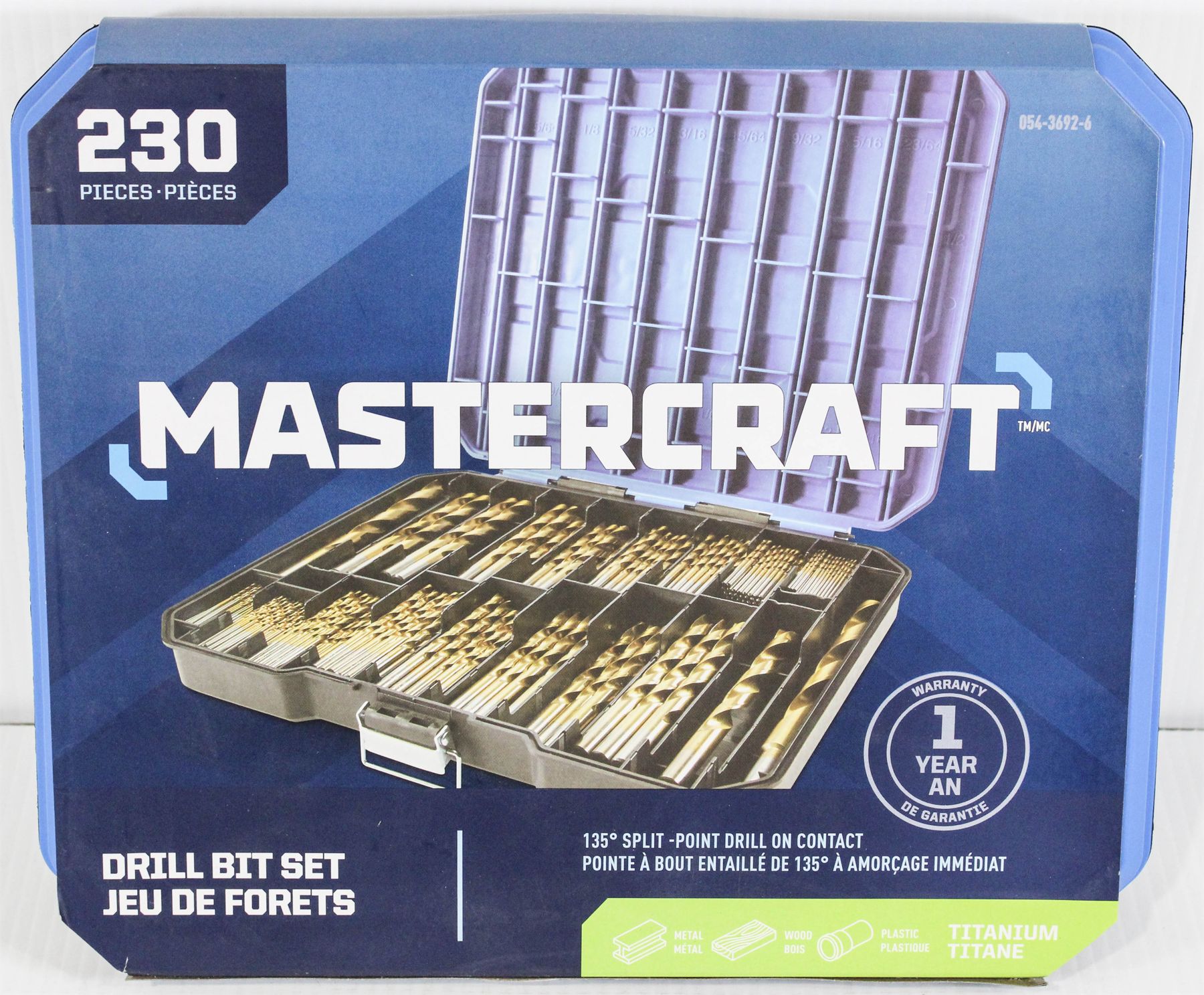 NEW 230 PCS MASTER CRAFT DRILL BIT SET - TITANIUM