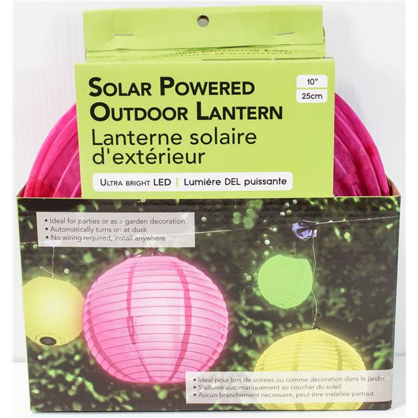 10" PINK SOLAR POWERED OUT DOOR LANTERN