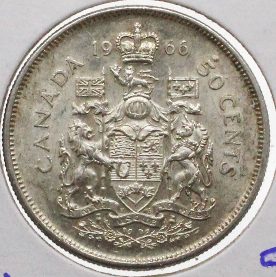 1966 CANADIAN SILVER 50 CENT COIN