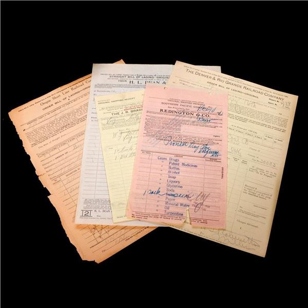 Assorted Railroad Shipping Receipts, 1910s.