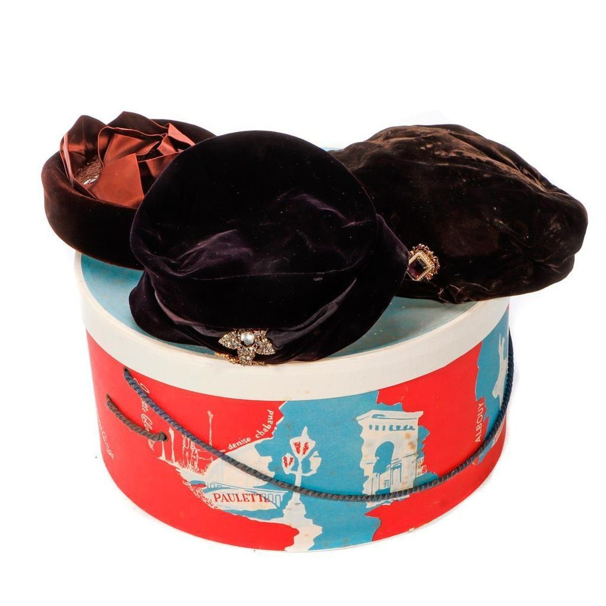 Three Vintage Velvet Hats.