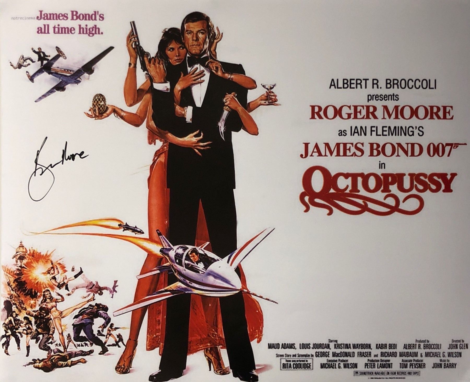 Roger Moore Autograph Signed James Bond 007 Octopussy Poster