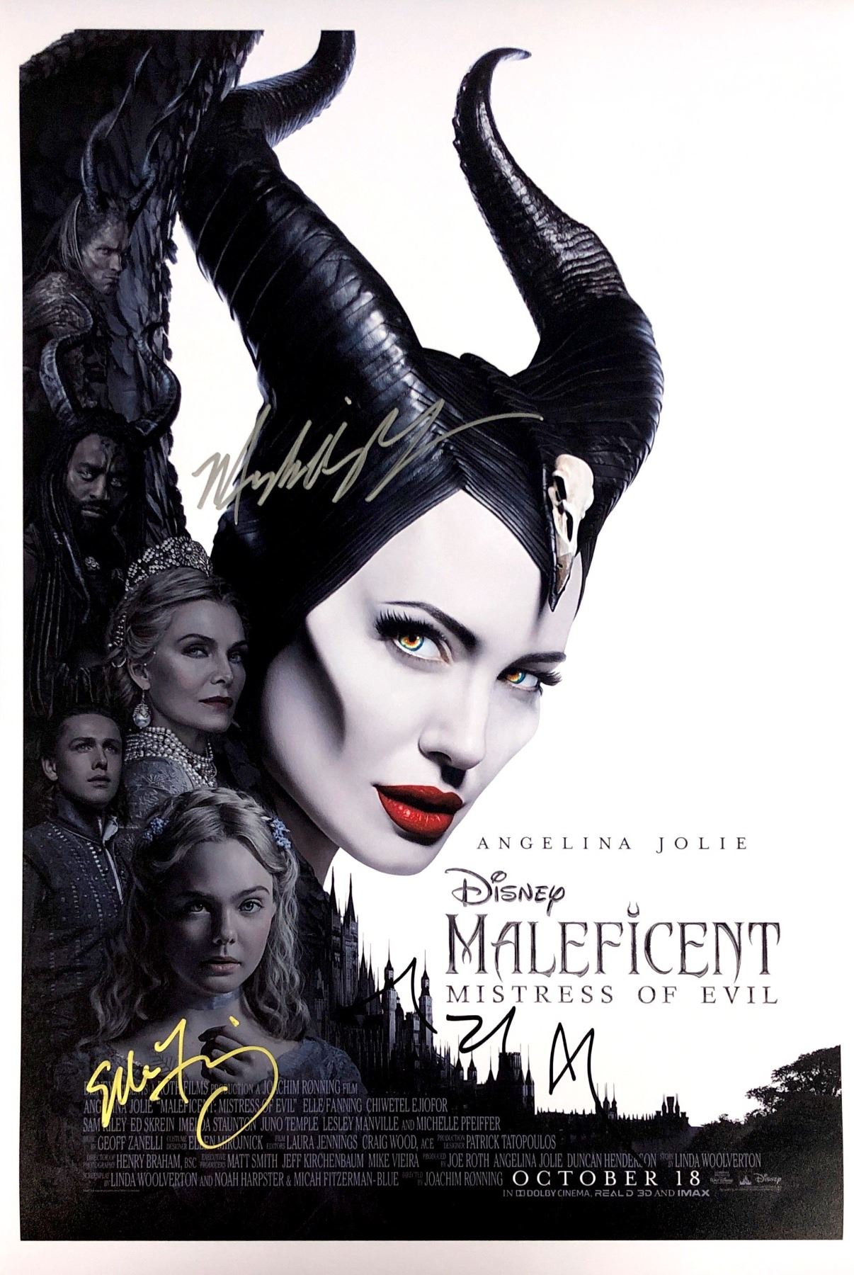 Michelle Pfeiffer Angelina Jolie Autograph Signed Maleficent Poster