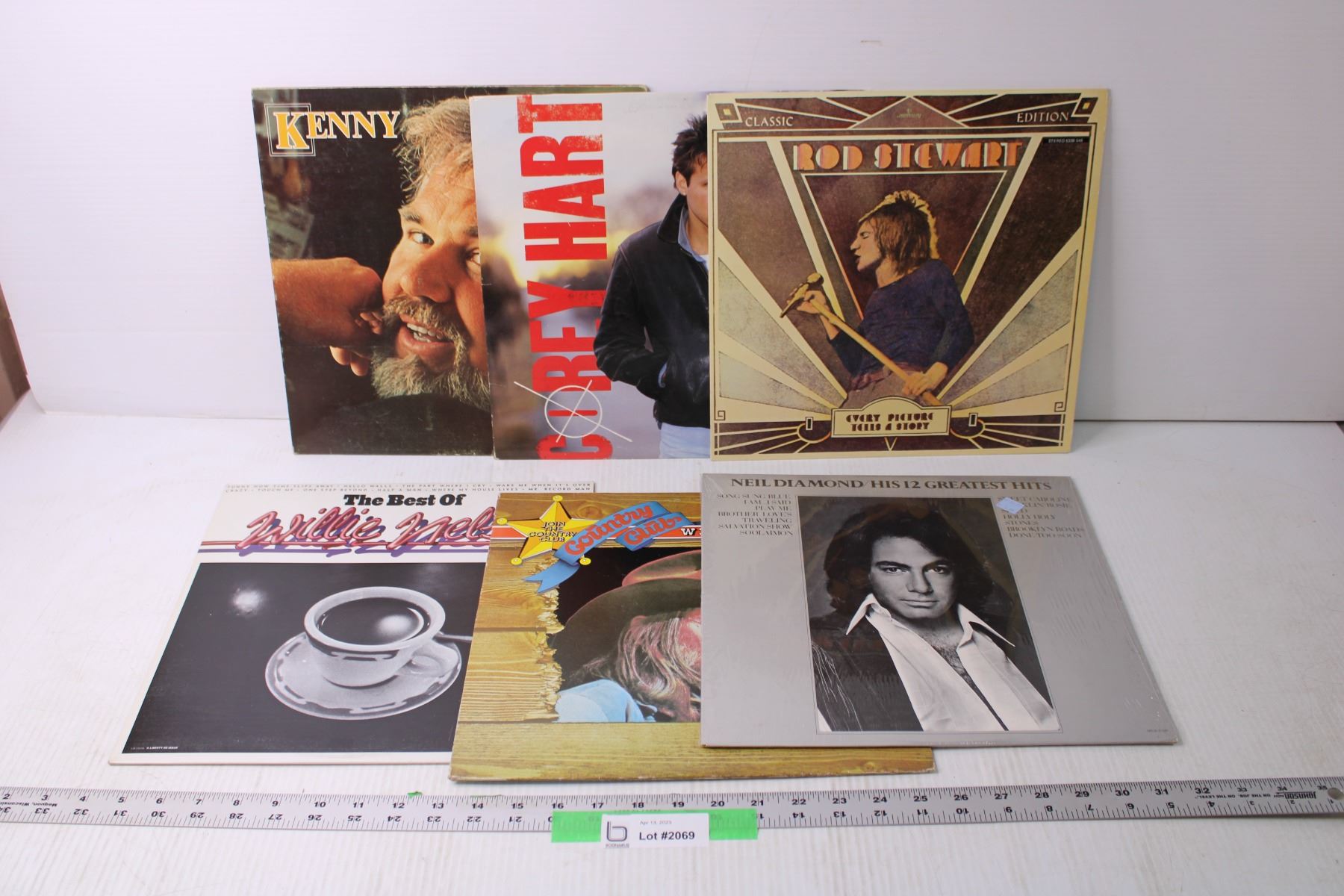 (6) Assorted Vintage Vinyl Records - Rod Stewart, Corey Hart, Willie ...