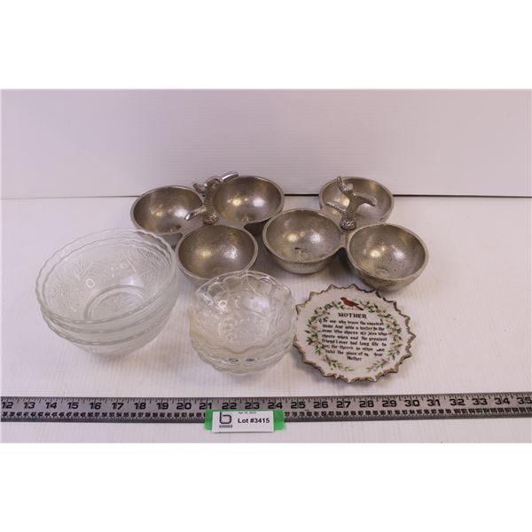Various Glass Serving Bowls Decorative Plate 2xmetal Serving Dishes