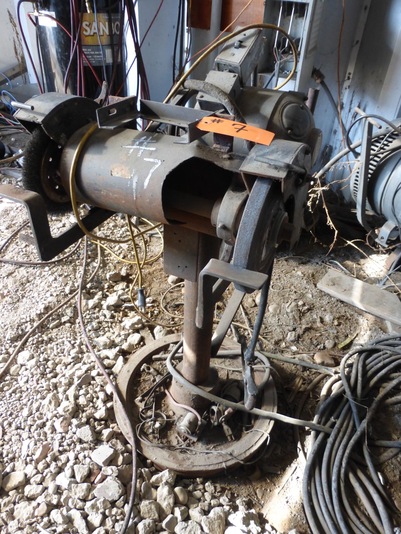 3 Phase, 1 HP Dual wheel grinder & stand