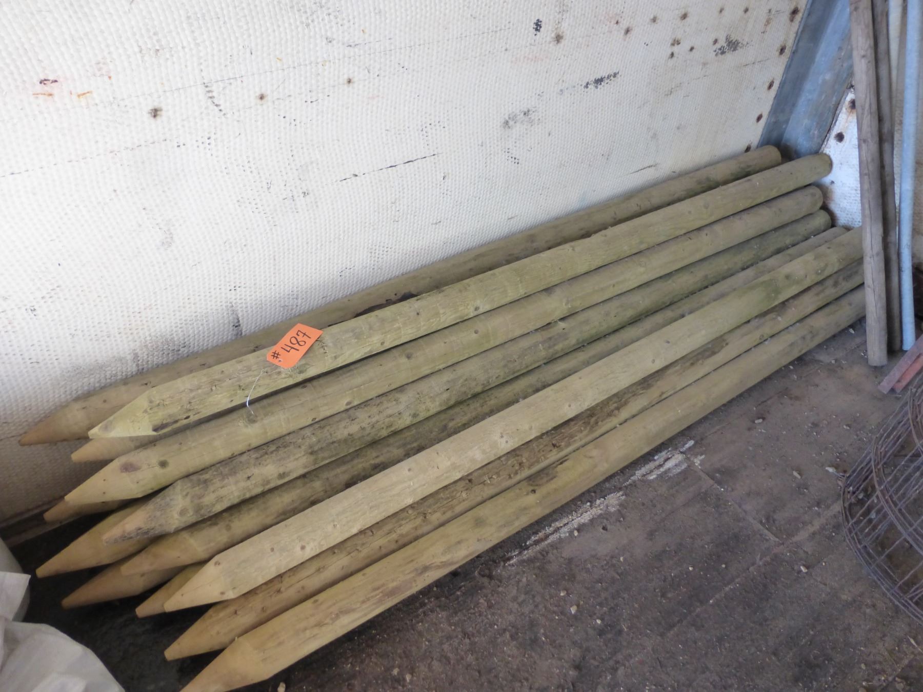 Approx. 16- 3" sharpened fence posts