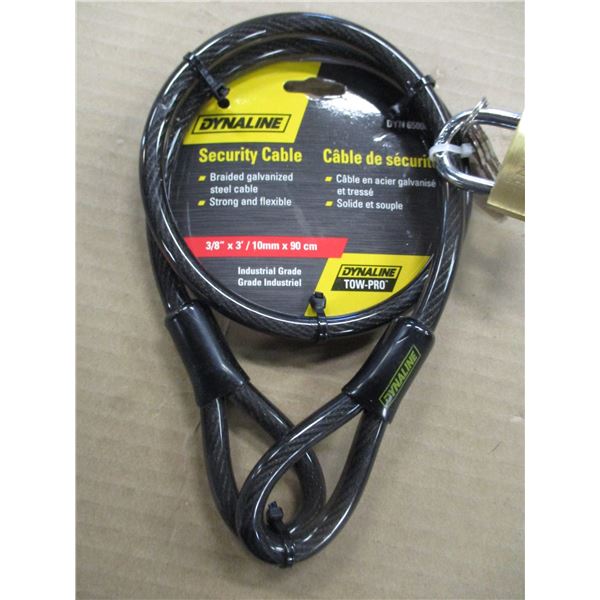 NEW: 3/8 X 3' GALVANIZED SECURITY CABLE C/W LOCK