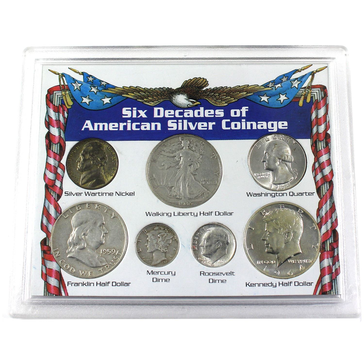 USA 1944-1964 Six Decades of American Silver Coinage 7-piece Coin Set