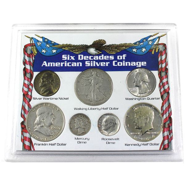 USA 1944-1964 Six Decades of American Silver Coinage 7-piece Coin Set