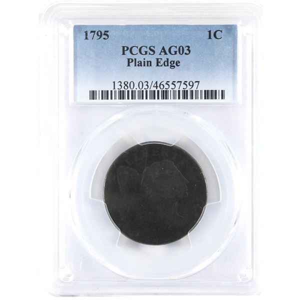 USA 1795 Plain Edge, Jefferson Head Penny PCGS AG03. Deep Russet Hue ...