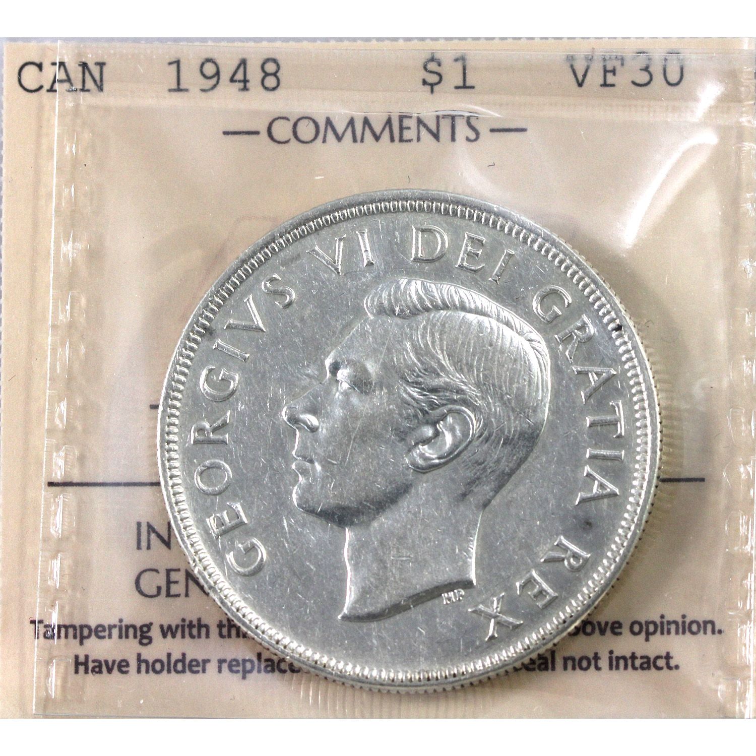 Silver $1 1948 ICCS VF30