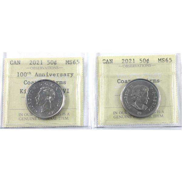 50-cent 2021 Coat of Arms & 100th Ann. King George VI PCCS MS65