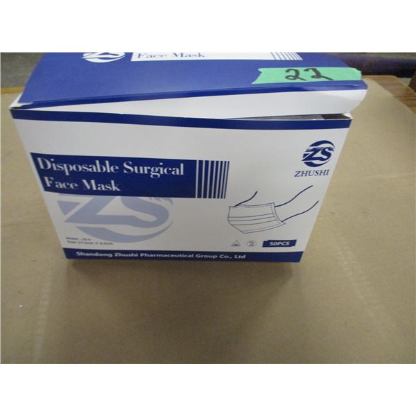 50 INDIVIDUALLY WRAPPED FACE MASKS (50) - PER BOX