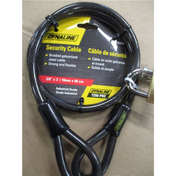 NEW: 3/8 X 3' GALVANIZED SECURITY CABLE C/W LOCK