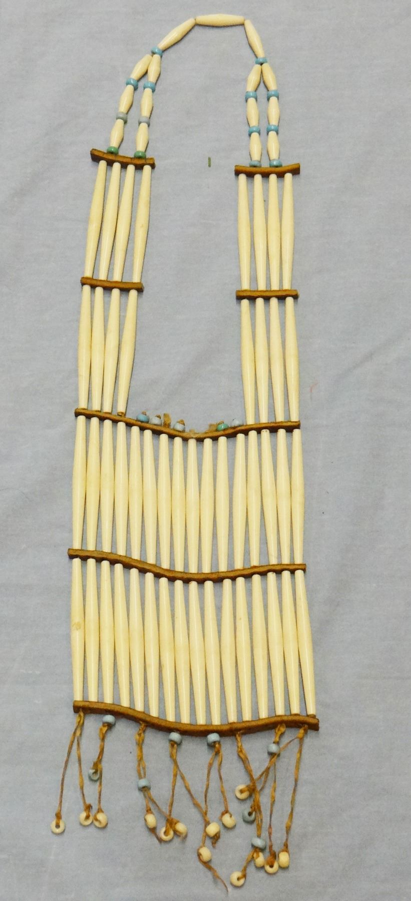 Bone pipe breast plate, 28" long