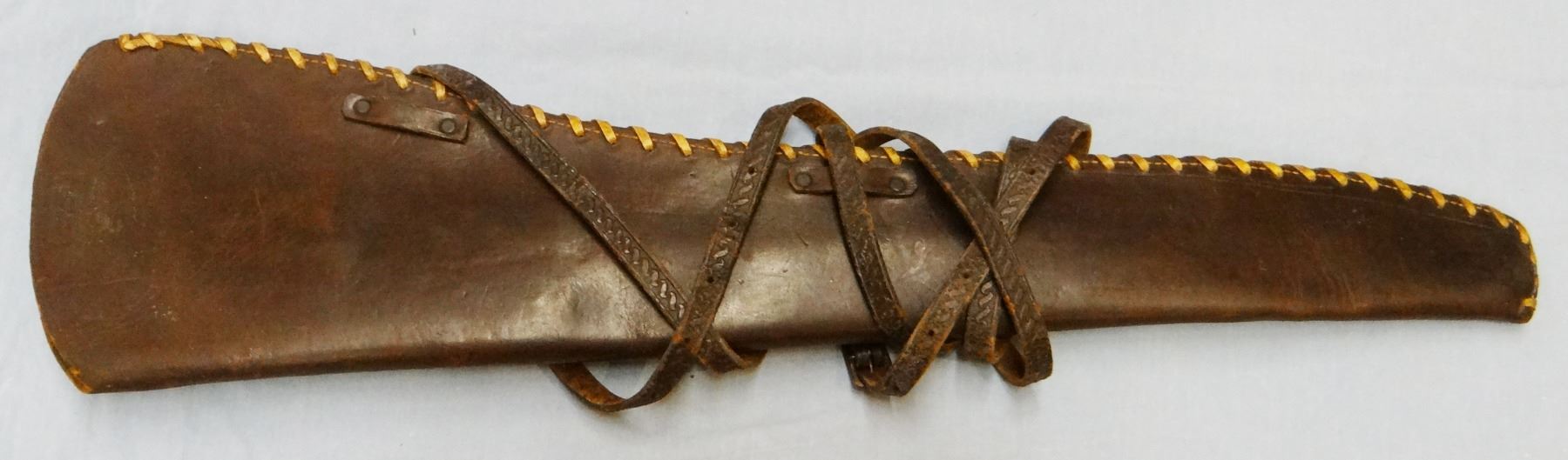 Moran Bros., Miles City fancy tooled leather 33" rifle scabbard, very rare