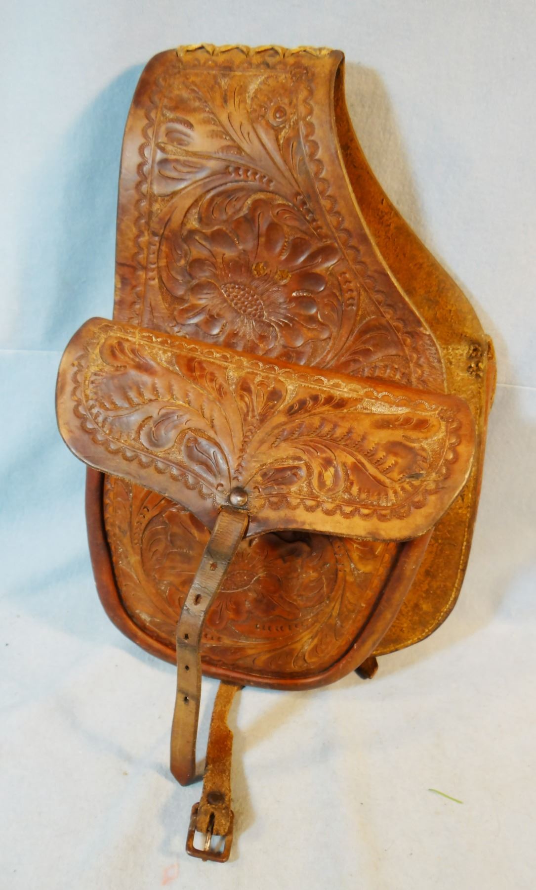 Powder River flower tooled saddle bags, fancy, made by Denver Dry Goods ...