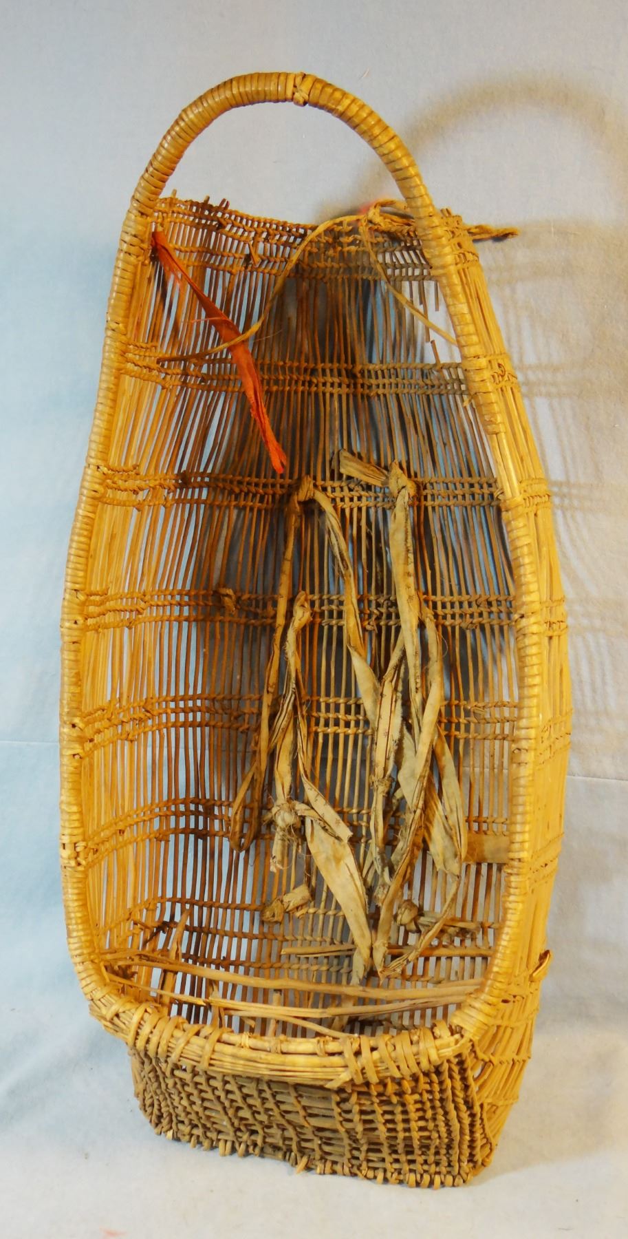 Woven reed basket, 22" x 10"
