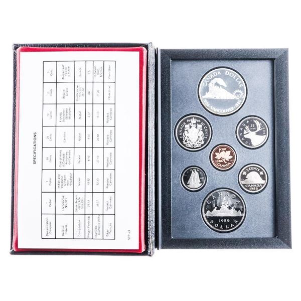 RCM 1986 Proof Coin Set w/ Silver Dollar Leather Case