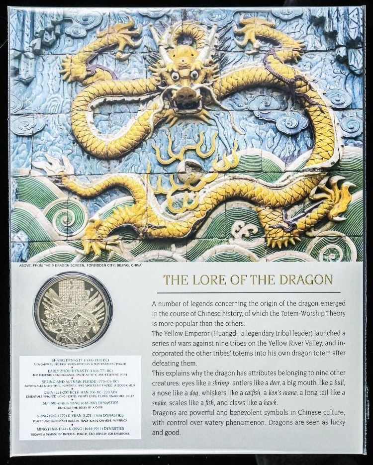The Lore of The Dragon 24kt Gold Foil Medallion w Giclee Art & Story Card