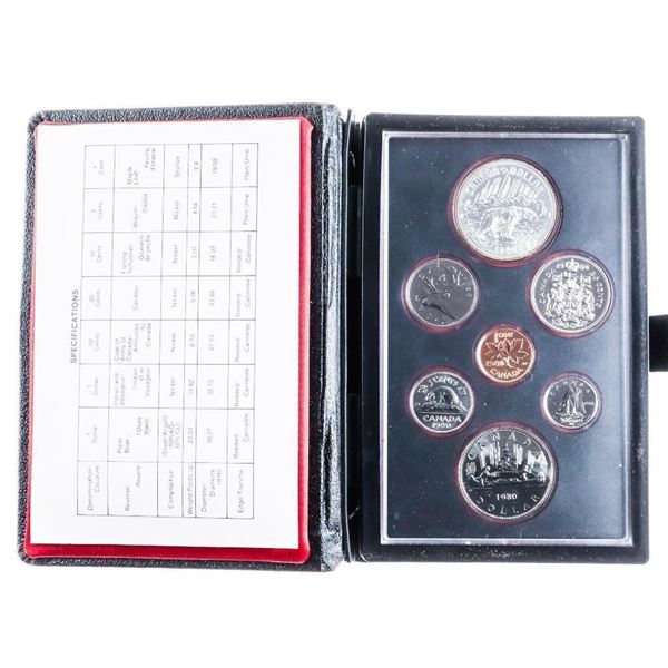 RCM 1980 Proof Coin Set w/ Silver Dollar Leather Case