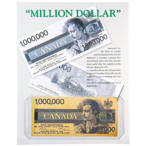 Canada Million Dollar Note - 24kt Gold Gilded Collectible, w/ 8 x 10 ...