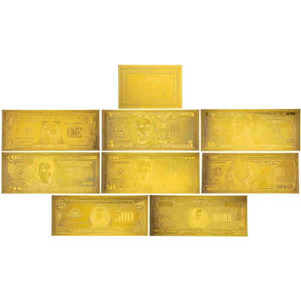 USA Collection - 24kt Gold Leaf Replica Notes in Currency Album.