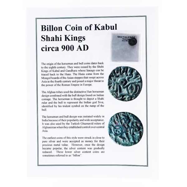 Billon Coin of Kabul, Shahi Kings circa 900 AD