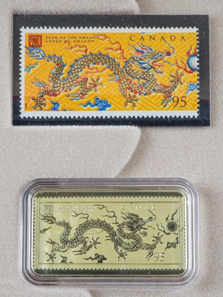 Year 2000 18kt Gold Year of The Dragon Stamp Set .371 AGW