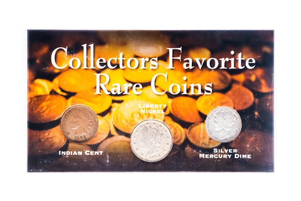 Collectors Favorite Rare Coins 3-Coin Set With Certificate Of Authenticity