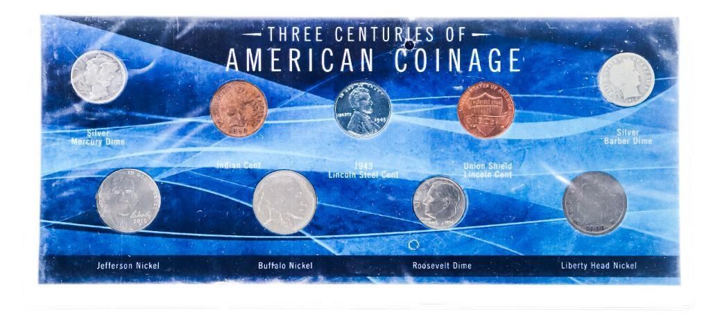 "THREE CENTURIES OF AMERICAN COINAGE" 9 Coin Set With COA (Limited Edition)