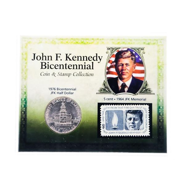 Vintage, John F. Kennedy Bicentennial Coin & Stamp Set
